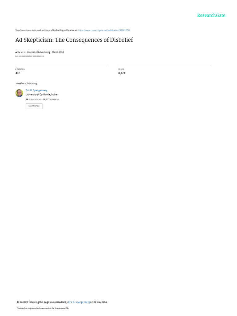 Consumer Skepticism in Advertising | PDF | Knowledge | Persuasion