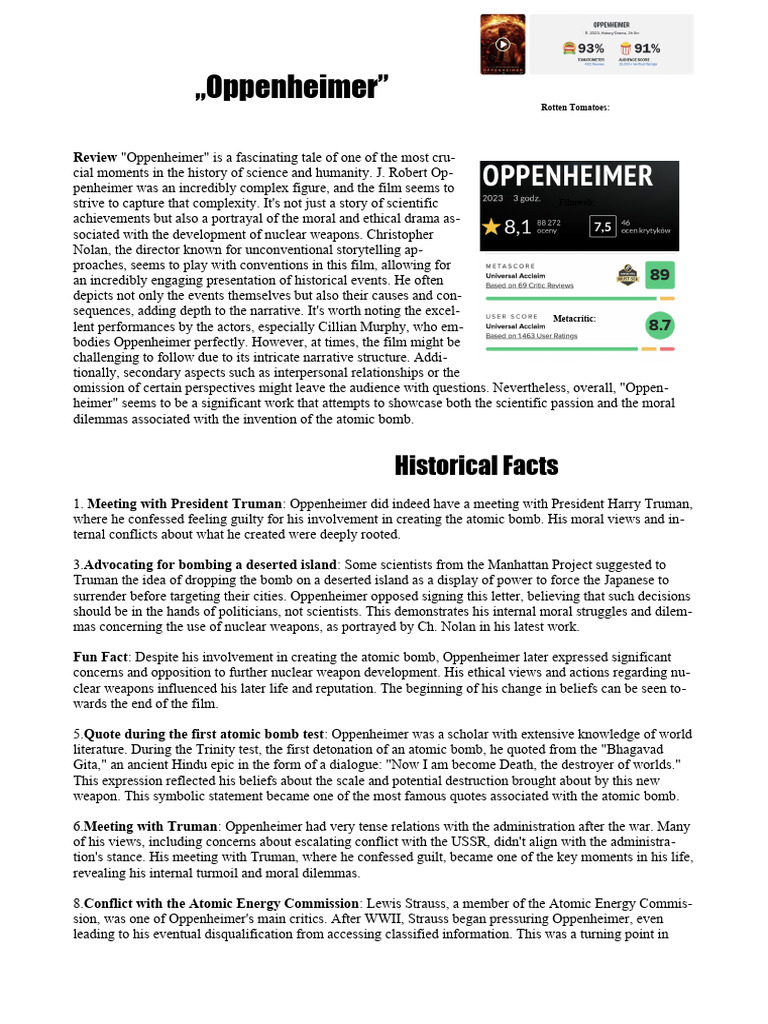 Oppenheimer | PDF | Nuclear Weapons | Weapons Of Mass Destruction