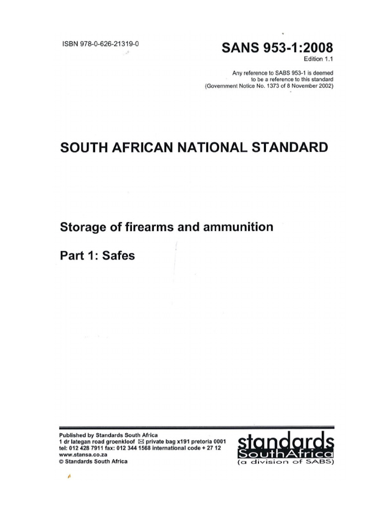 SABS 953-1 - Safe Regulations | PDF