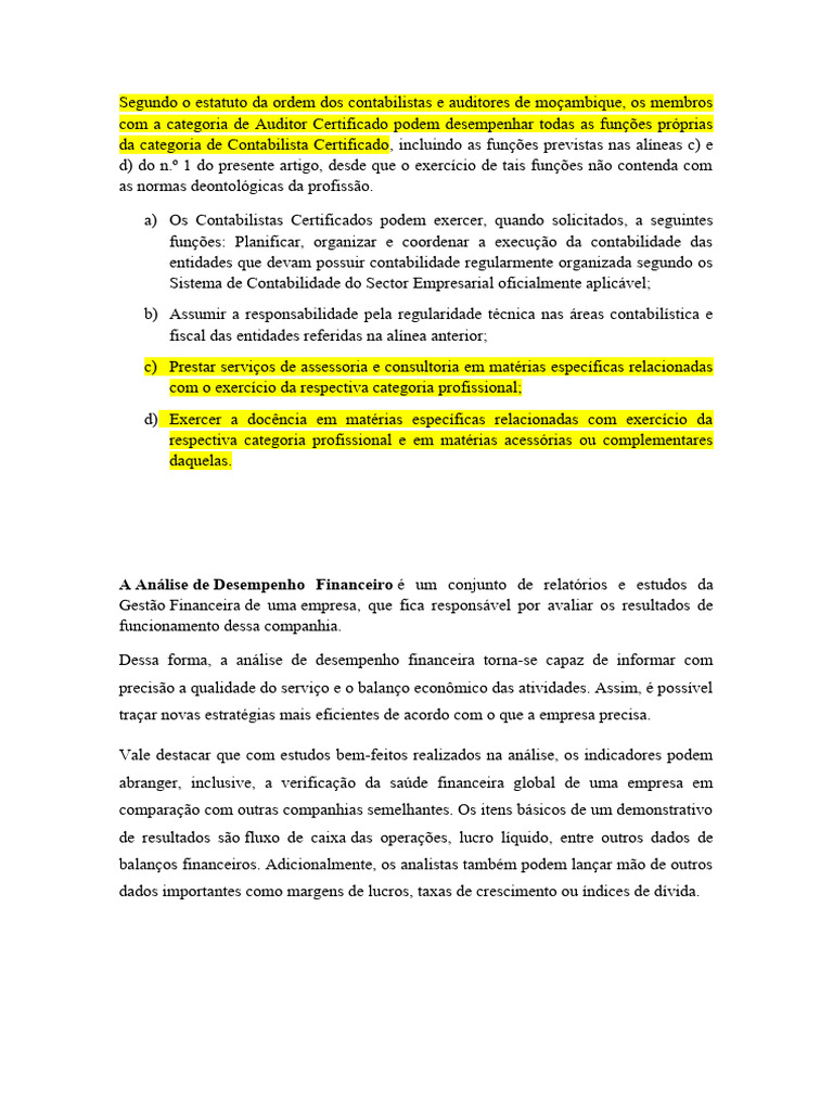 Segundo o Estatuto Da Ordem Dos Contabilistas e Auditores de Moçambique ...