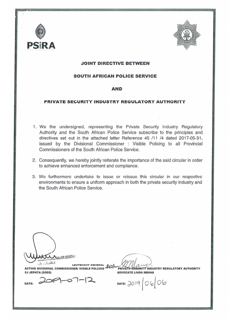 SAPS DOC On Private Security Companies | PDF