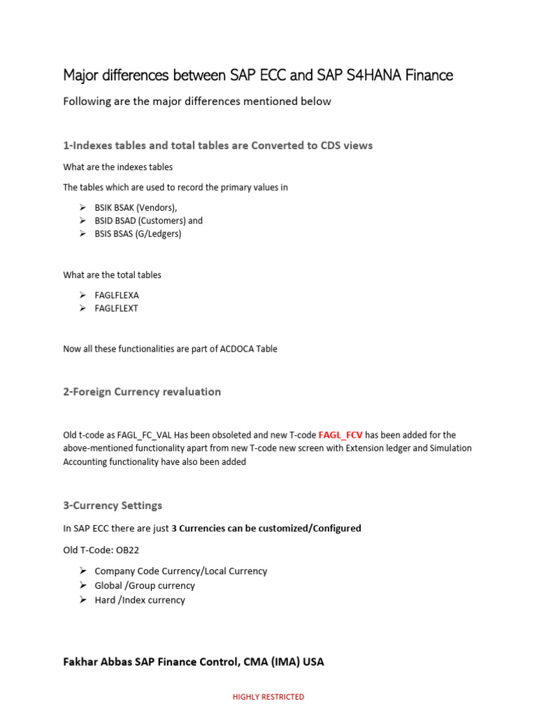 Difference Between Sap Ecc And Sap S4hana Finance Pdf International
