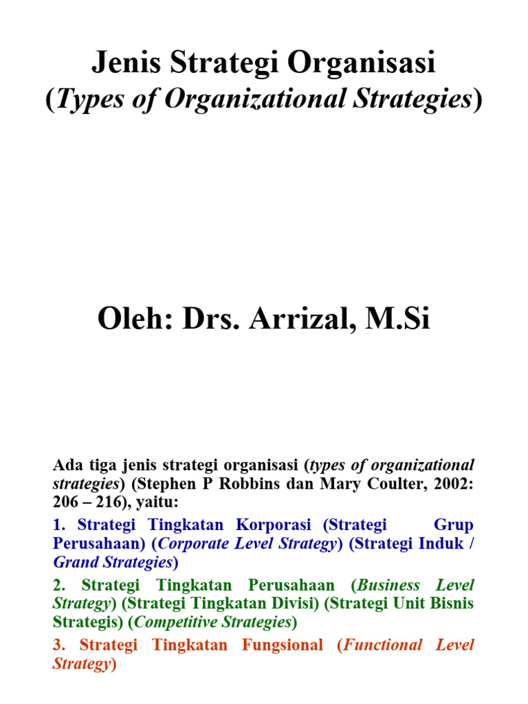 Jenis Strategi Organisasi | PDF