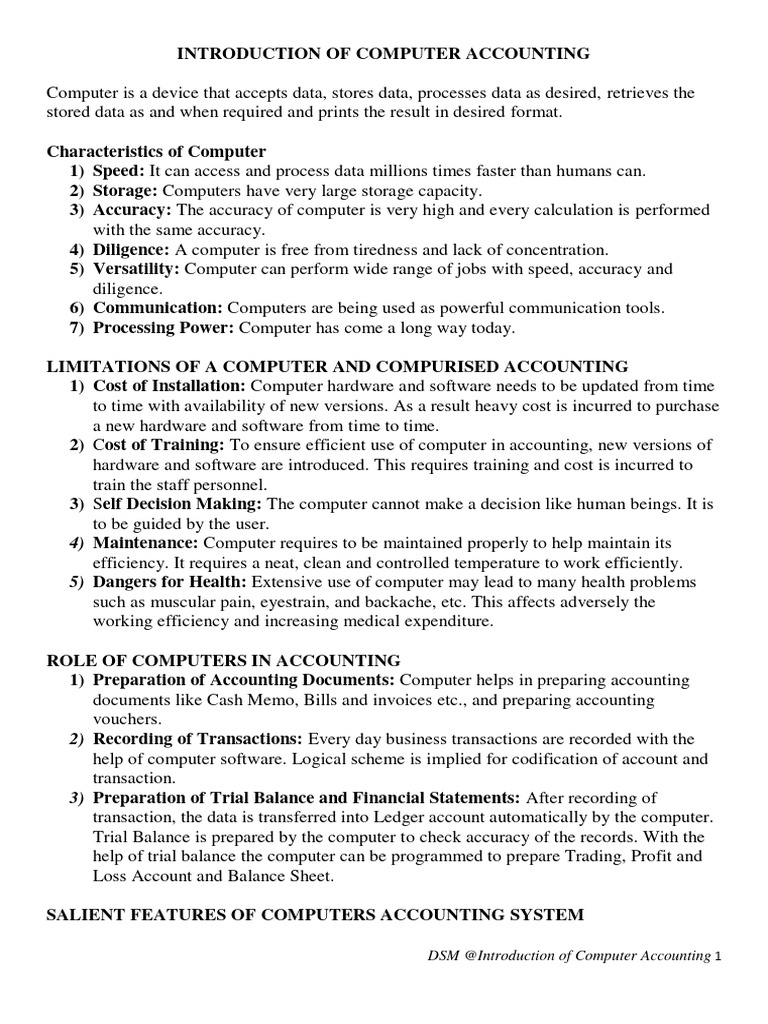 Introduction of Computer Accounting | PDF | Database Transaction | Computer Hardware