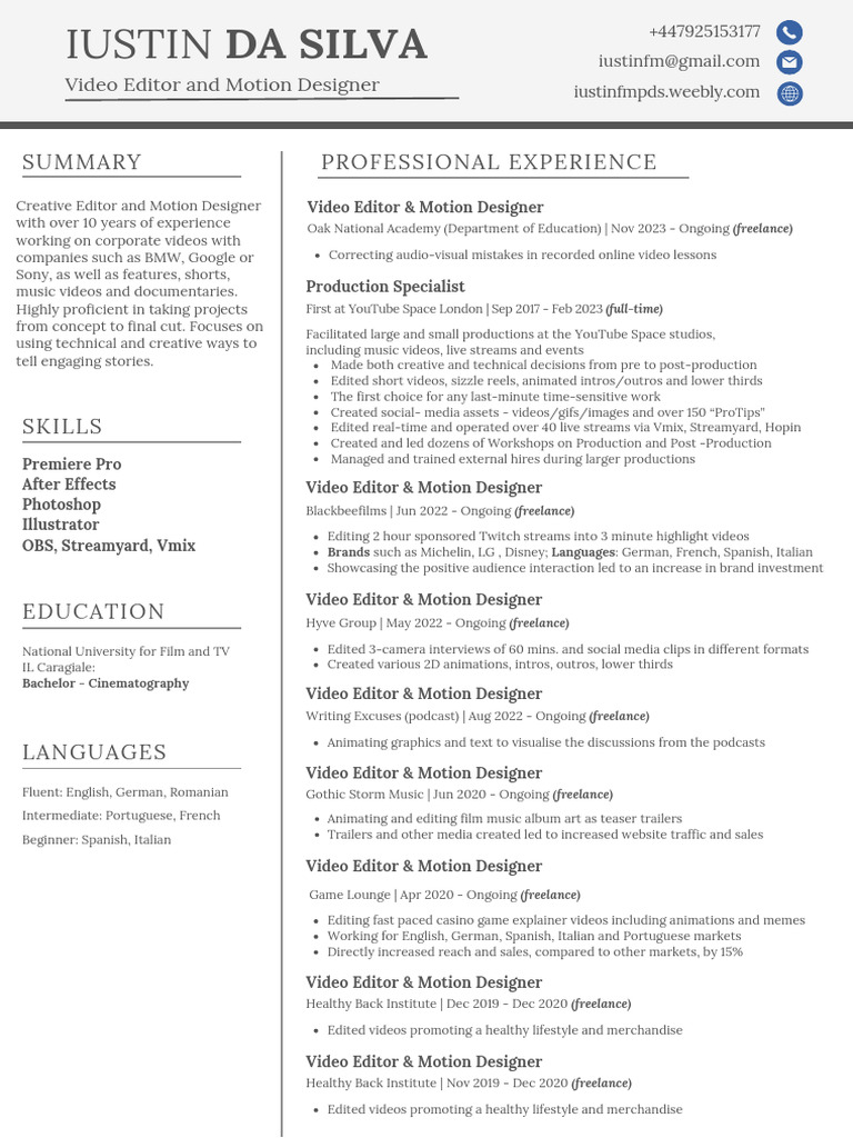 CV Iustin Da Silva | PDF