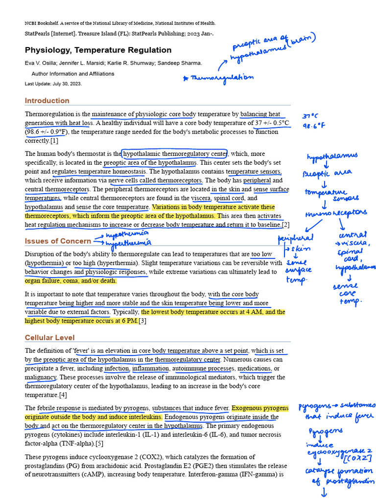 Temperature Regulation | PDF | Fever | Hyperthermia