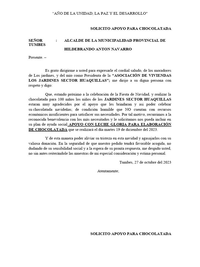 Solicitud de Apoyo para Chocolatada Navideña | PDF | Navidad