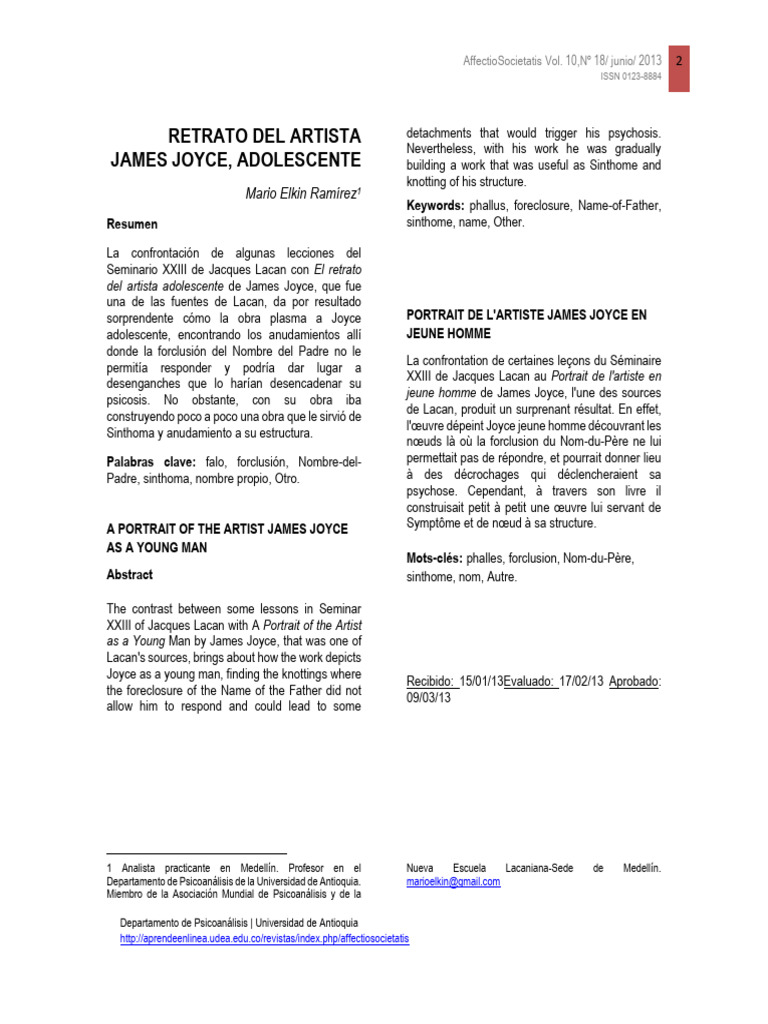 Retrato Del Artista James Joyce, Adolescente | PDF | James Joyce ...