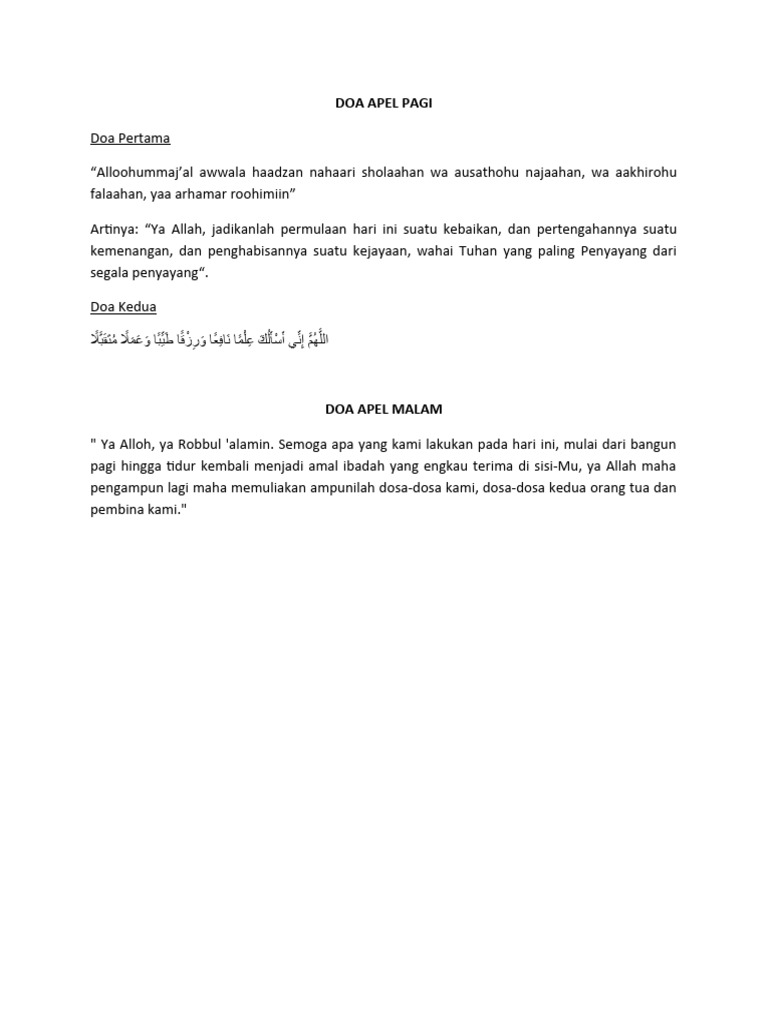 Doa Apel Pagi Dan Malam | PDF