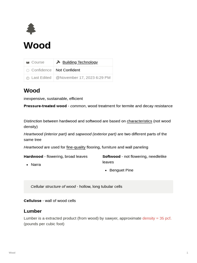 Notion-Wood Notes | PDF | Framing (Construction) | Lumber