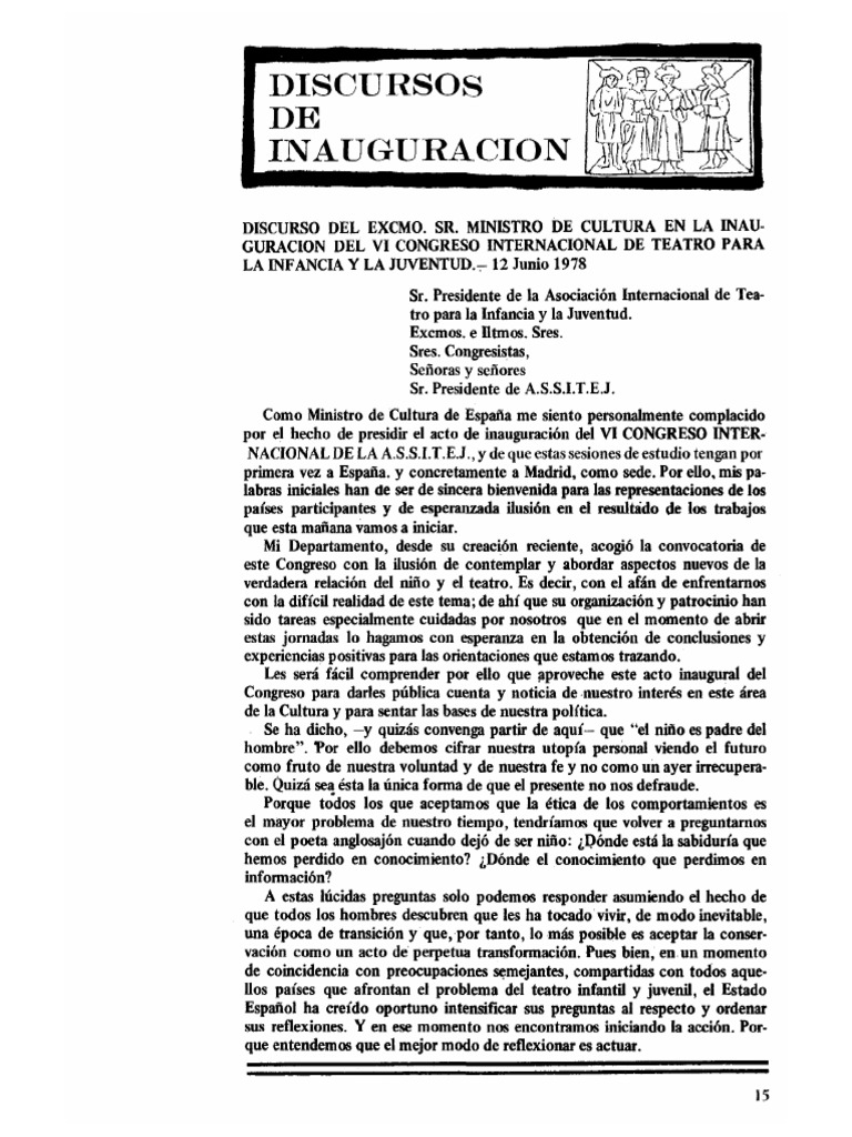 Discursos de Inauguracion | PDF | Teatro | Razón