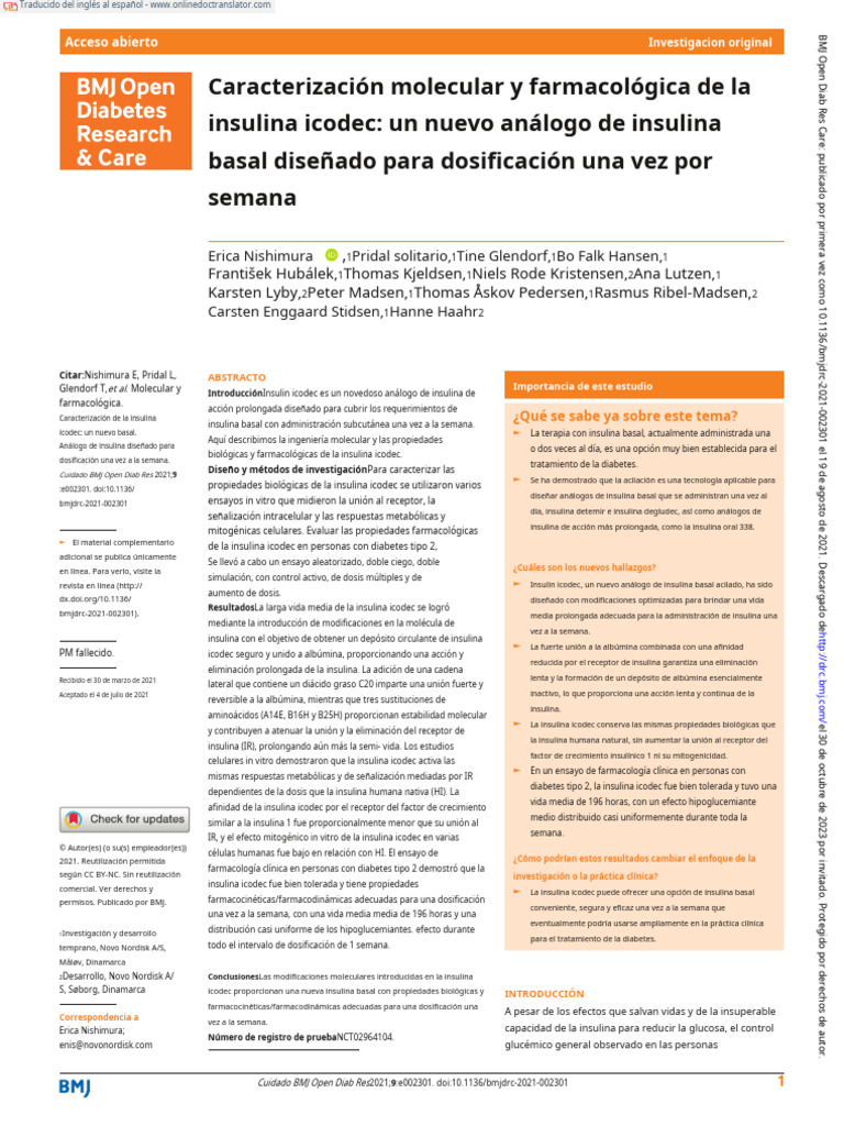 Insulin Icodec 2021 Español | PDF | Insulina | Diabetes