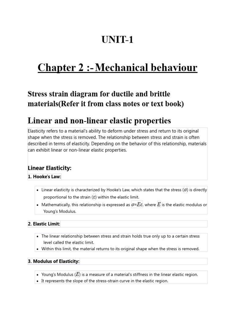 Msm Unit 1 Chap 2 Pdf Deformation Engineering Yield Engineering