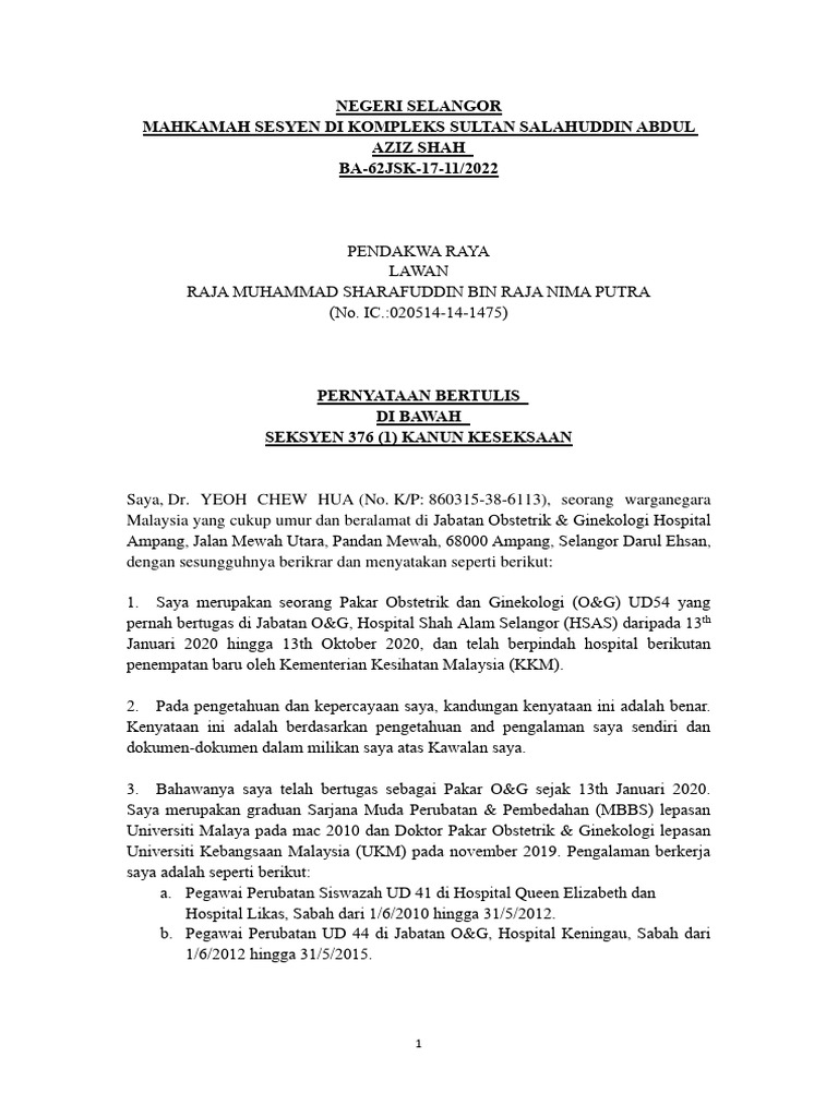 WITNESS STATEMENT Nik Alya | PDF