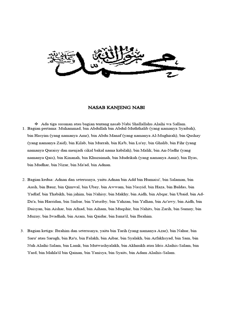 Nasab Kanjeng Nabi | PDF | Agama & Spiritualitas