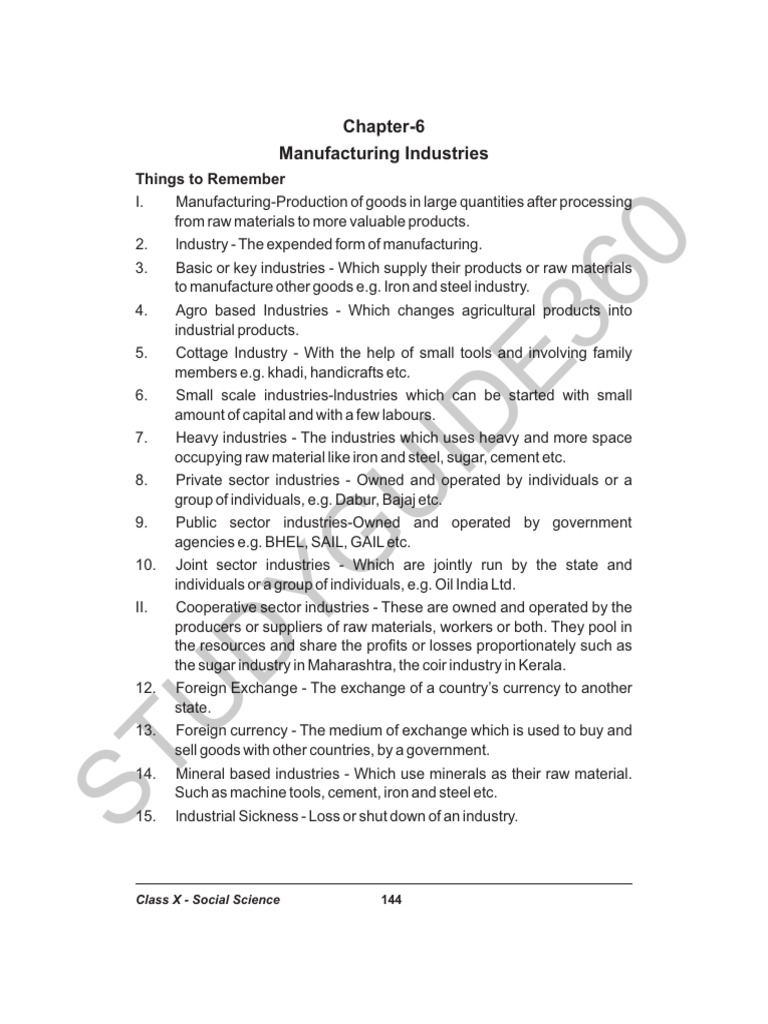 Class 10 Geography SST Notes Chapter 6 | PDF | Economic Growth ...