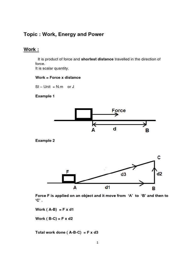 Work Energy and Power | PDF