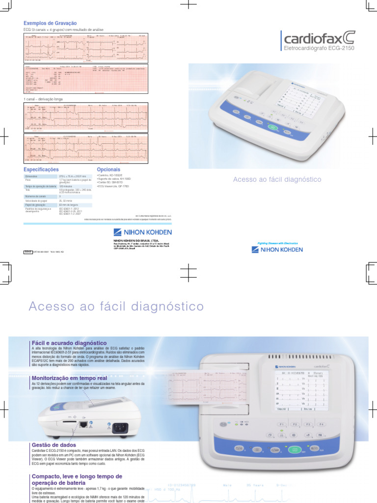 Eletrocardiógrafo ECG-2150: Especificações e Recursos | PDF ...