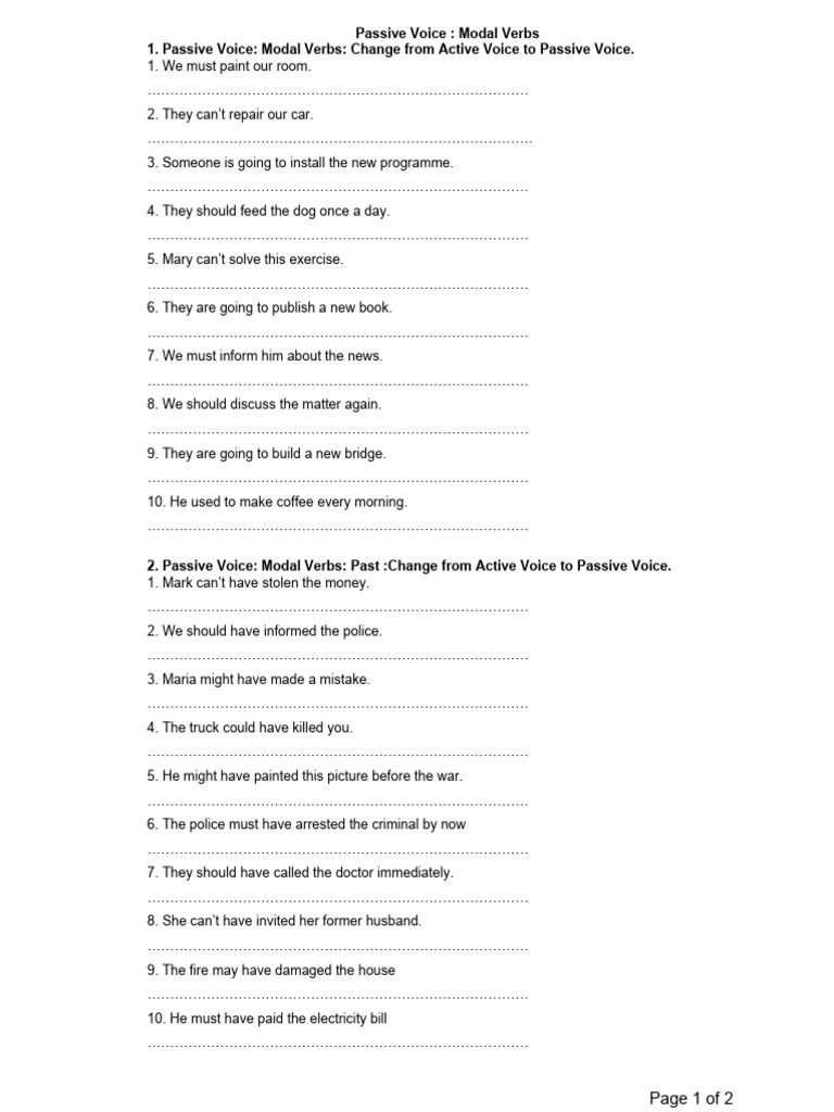 10 Passive Voice Modal Verbs | PDF