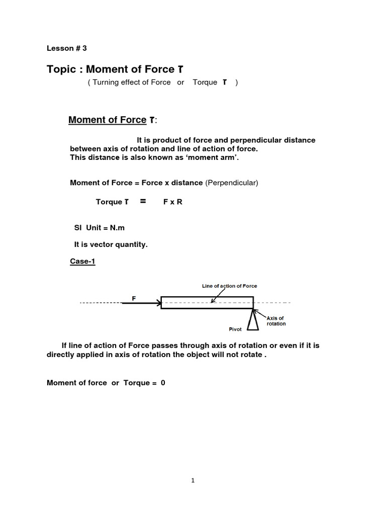 Moment of Force | PDF | Torque | Force