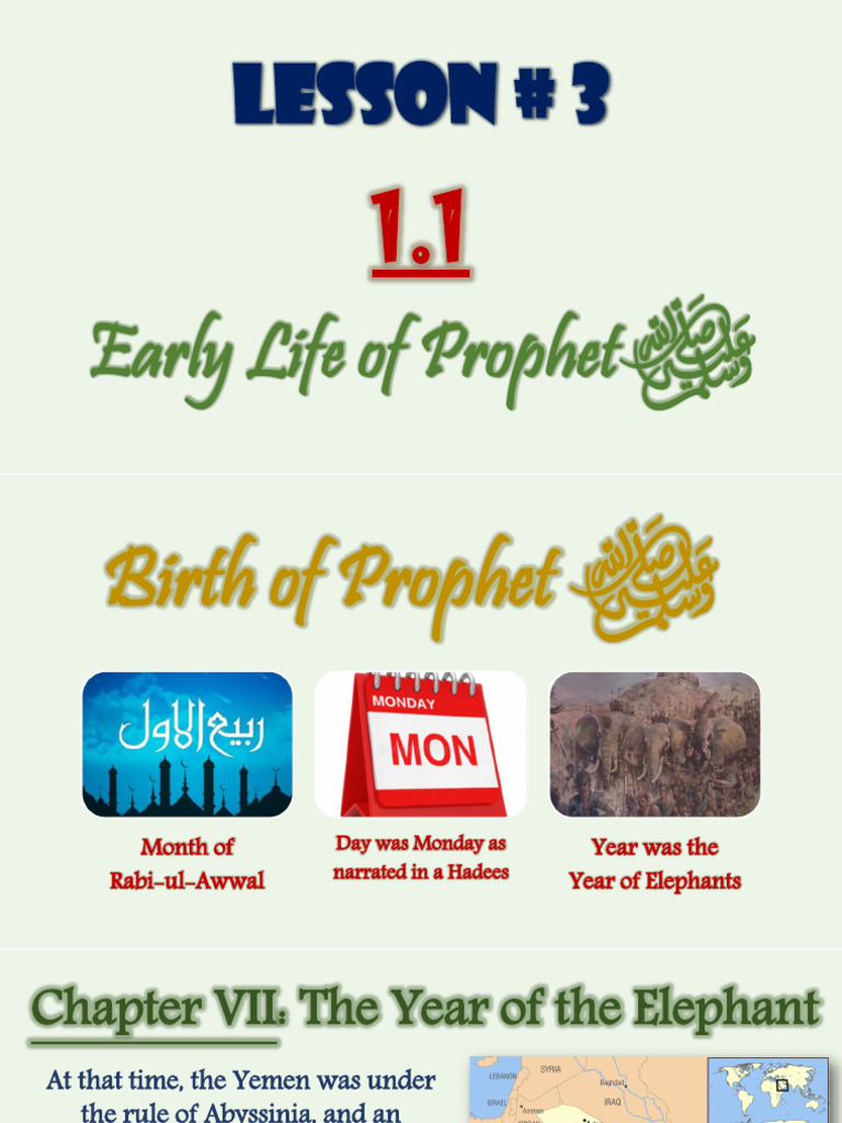 Early Life of Prophet PBUH Lesson 1 | PDF | Muhammad | Mecca