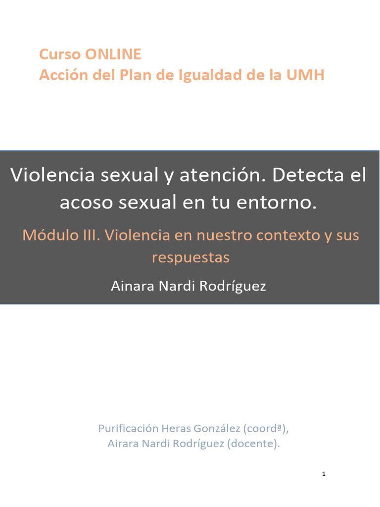 Módulo Iii. Umh | PDF | La violencia contra las mujeres | Abuso sexual