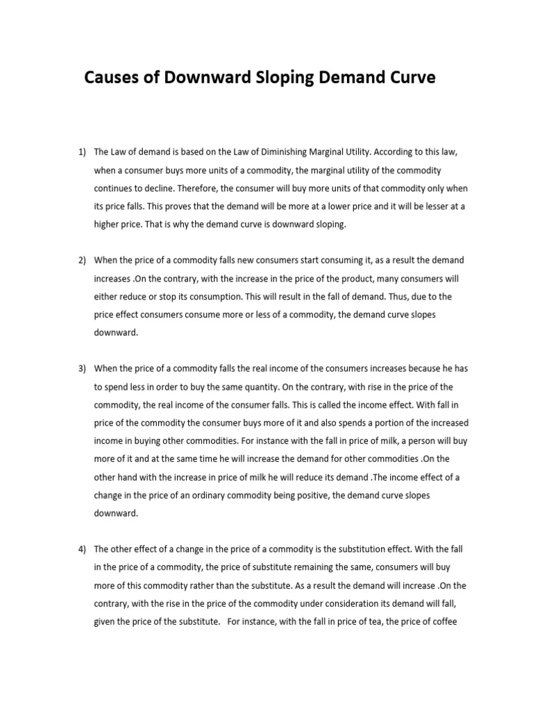 Causes of Downward Sloping Demand Curve | PDF | Demand | Demand Curve