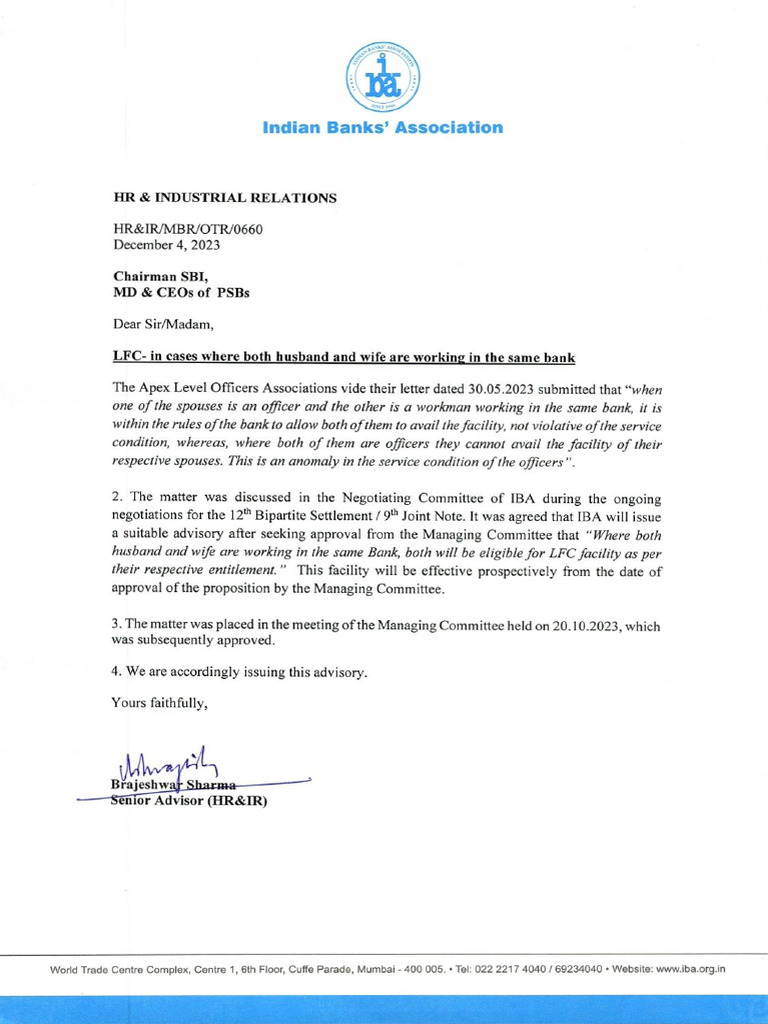 IBA LFC Letter | PDF