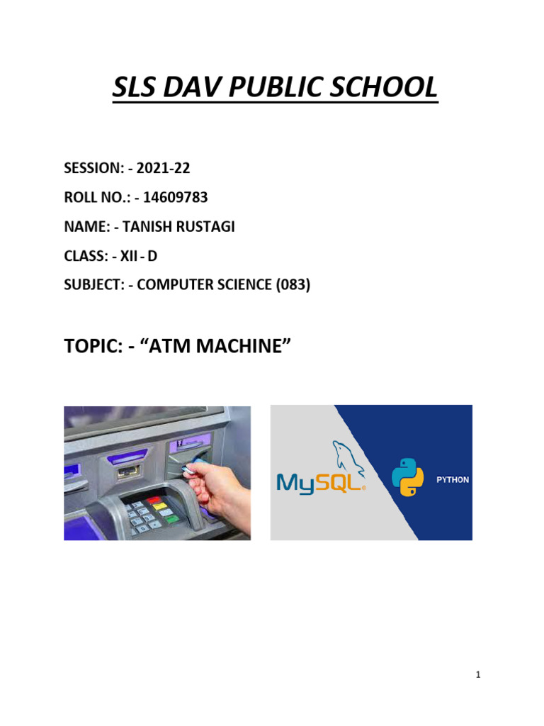 Cs Project | Download Free PDF | Automated Teller Machine | Computer Science