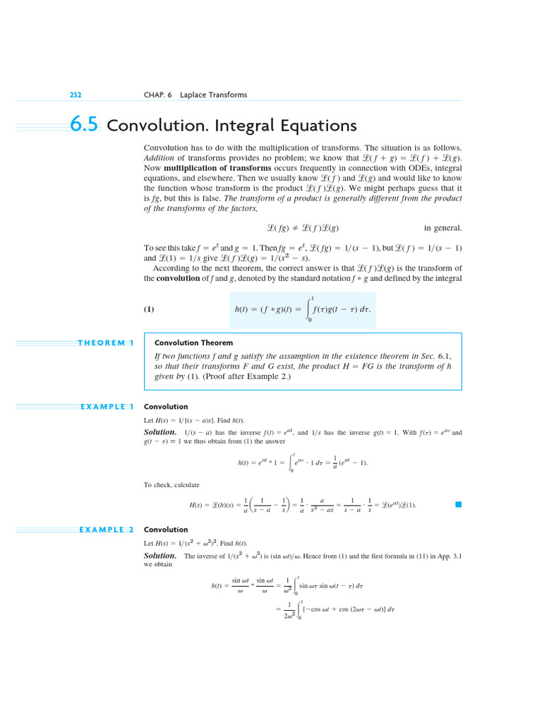 Convolution. Integral Equations: Addition | PDF | Ordinary Differential ...