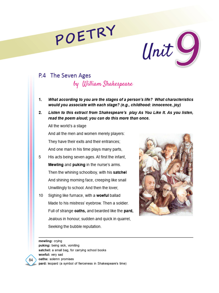 NCERT Class 9 English Poetry Textbook Unit 9 The Seven Ages | PDF ... NCERT Class 9 English Poetry Textbook Unit 9 The Seven Ages | PDF ...