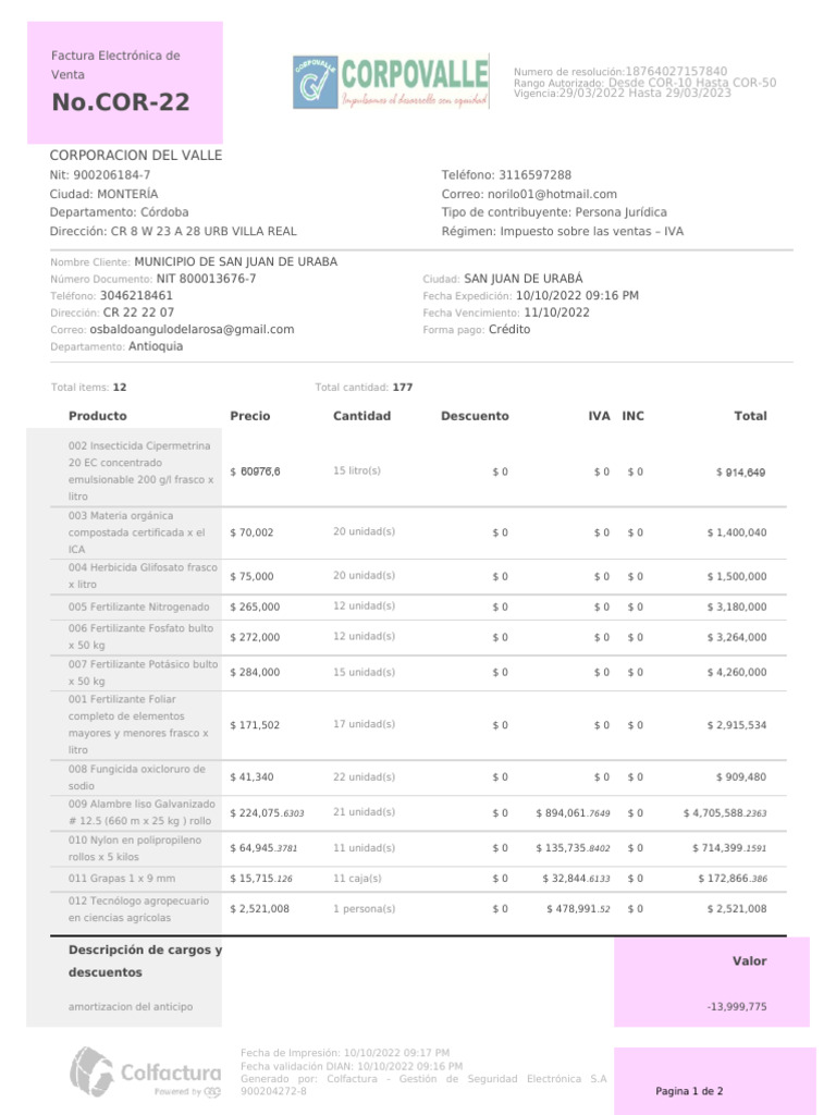 Cor21 S Juan Uraba 2 | PDF | Contabilidad | Pagos