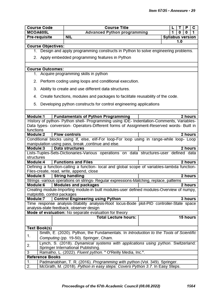 Mcoa605l - Advanced-Python-Programming - TH - 1.0 - 73 - Mcoa605l - 67 Acp | PDF | Python ...