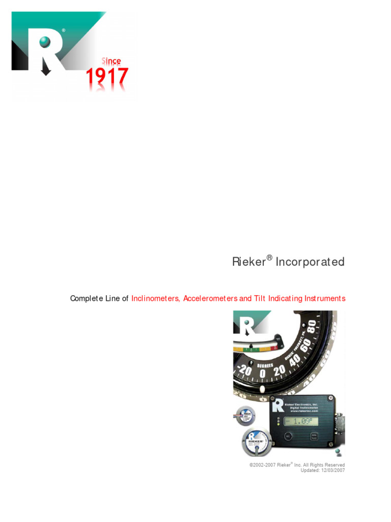Rieker Incorporated. Complete Line of Inclinometers, Accelerometers and ...