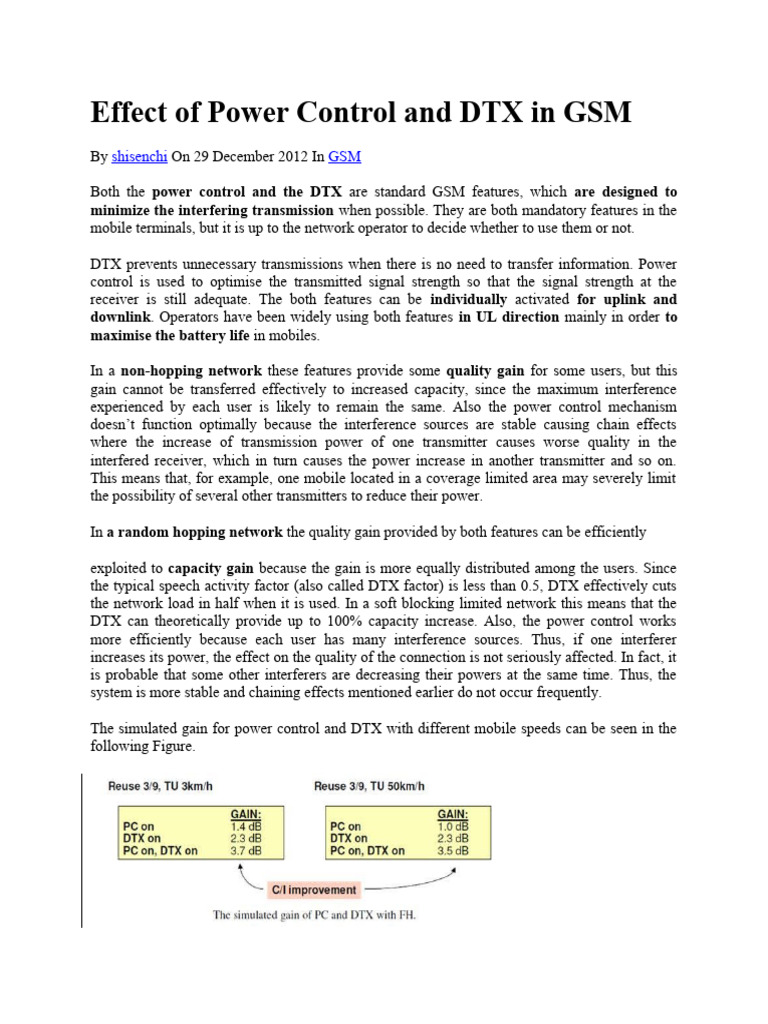 Effect of Power Control and DTX in GSM | PDF | Gsm | Electronics