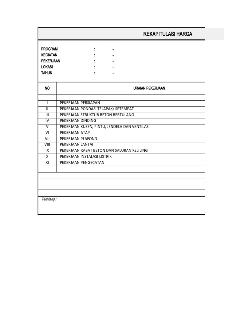Rab Perhitungan Item Pek. Pondasi Telapak | PDF