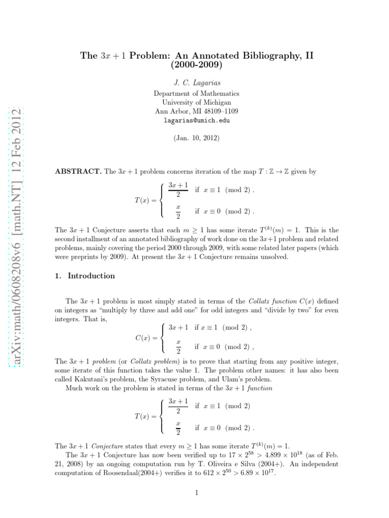 3x + 1 Problem Bibliography 2000-2009 | PDF | Arithmetic | Discrete Mathematics