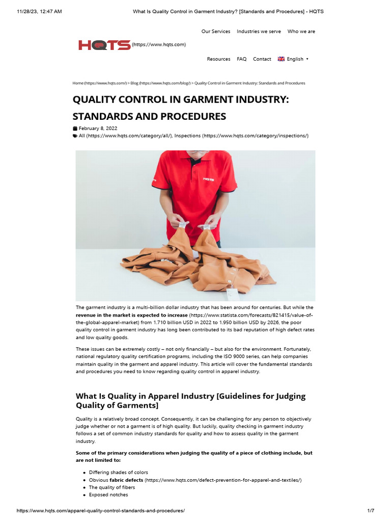 What Is Quality Control in Garment Industry - (Standards and Procedures ...