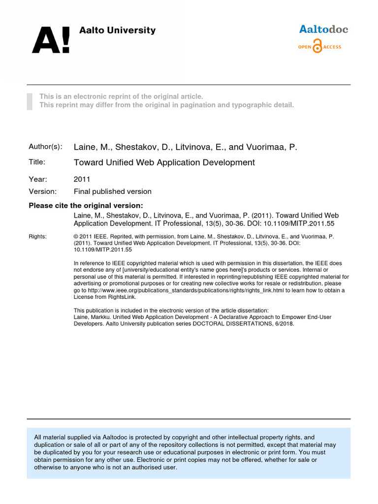 Toward Unified Web Application Development | PDF | Web Application ...
