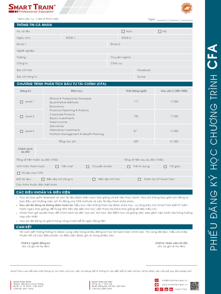 Phieu Dang Ky - CFA | PDF