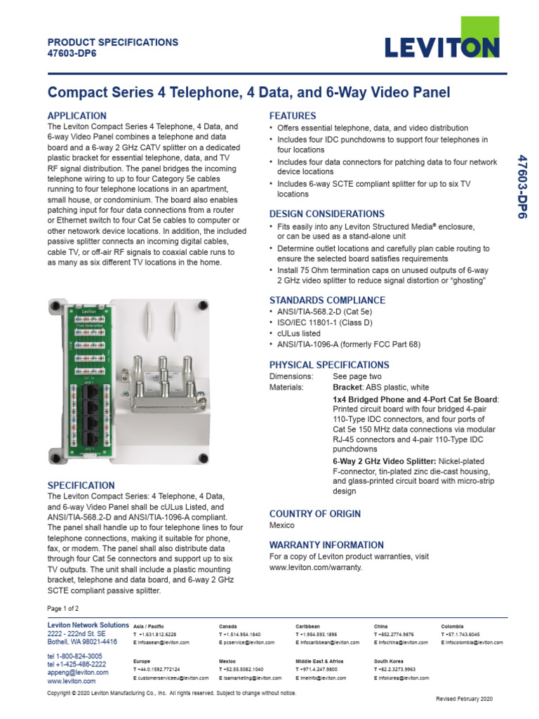 Leviton - Telecom | PDF | Cable Television | Computer Engineering