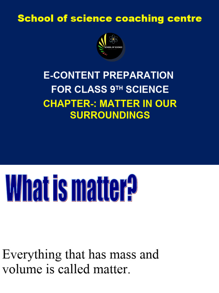 Class 9 Science: Matter Overview | PDF | Chemical Substances | Mixture
