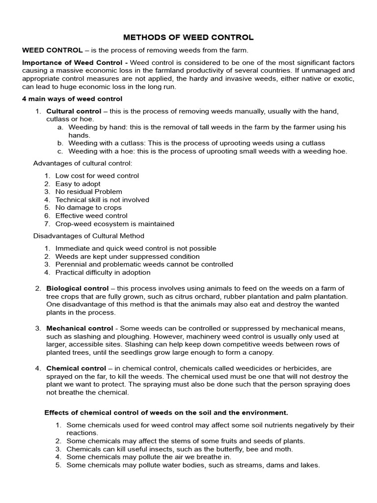 Methods of Weed Control | PDF | Weed | Agriculture