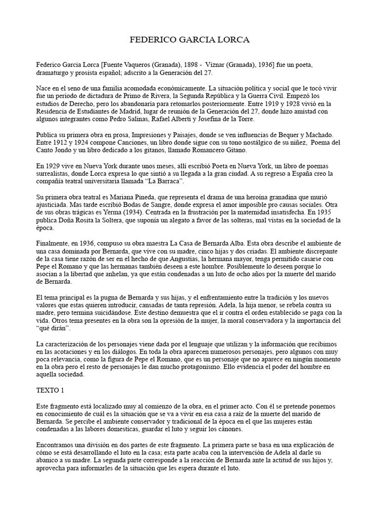 LORCA | PDF | Federico García Lorca
