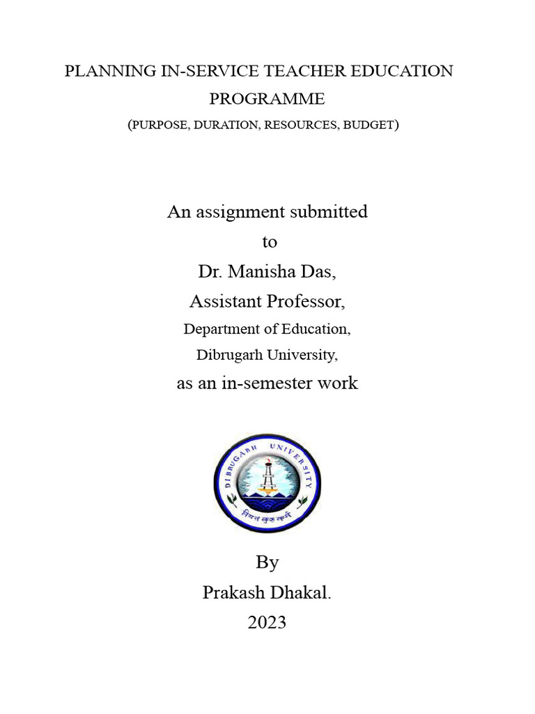 Planning in Service Teacher Education Programme | PDF | Teacher ...