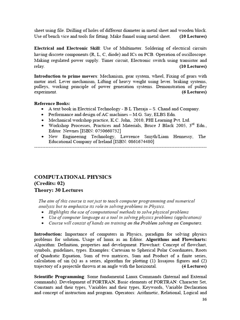 COMPUTATIONAL PHYSICS SYLLABUS | PDF | Electrical Network | Alternating Current