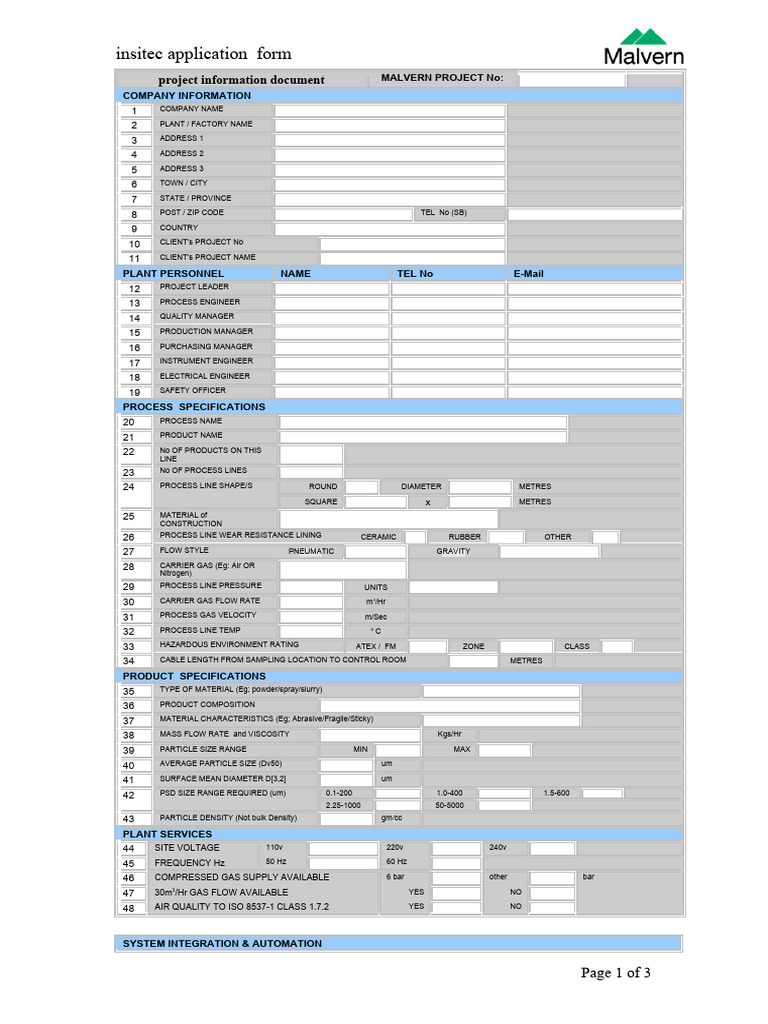 Insitec Application Form - V 08 | PDF | Mains Electricity | Flow ...