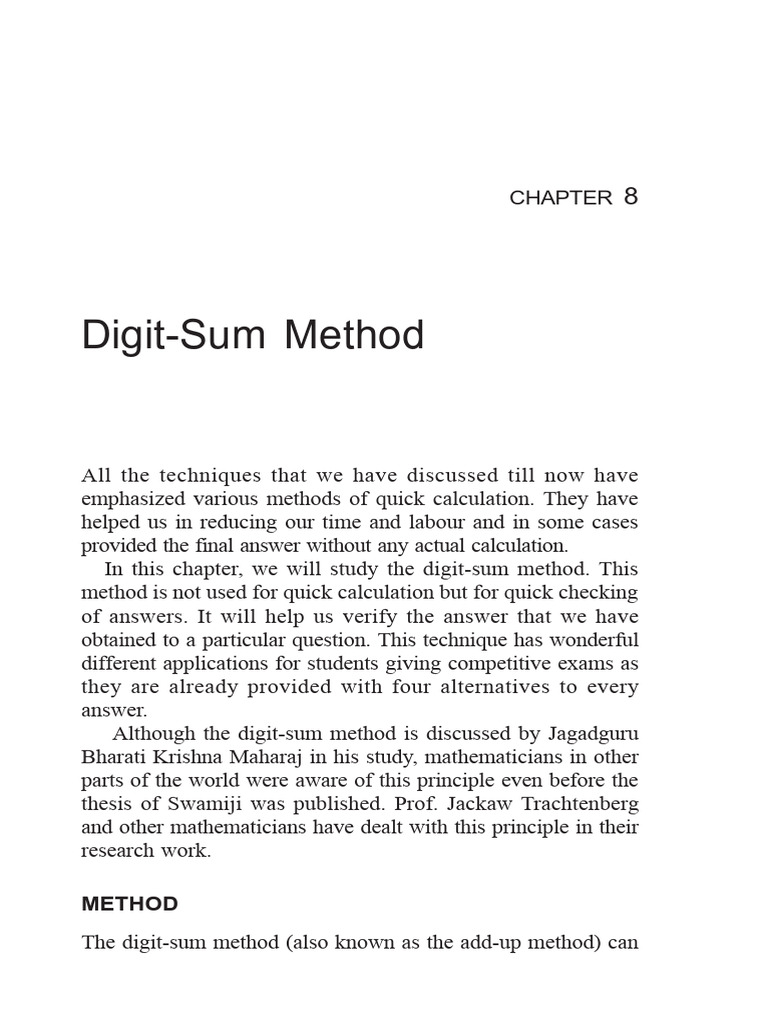 Digit Sum Method | PDF | Division (Mathematics) | Multiplication