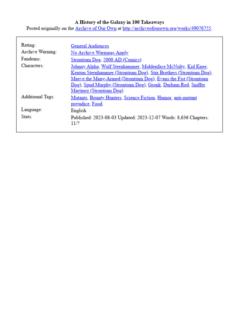 Strontium Dog's Galactic Eats | PDF