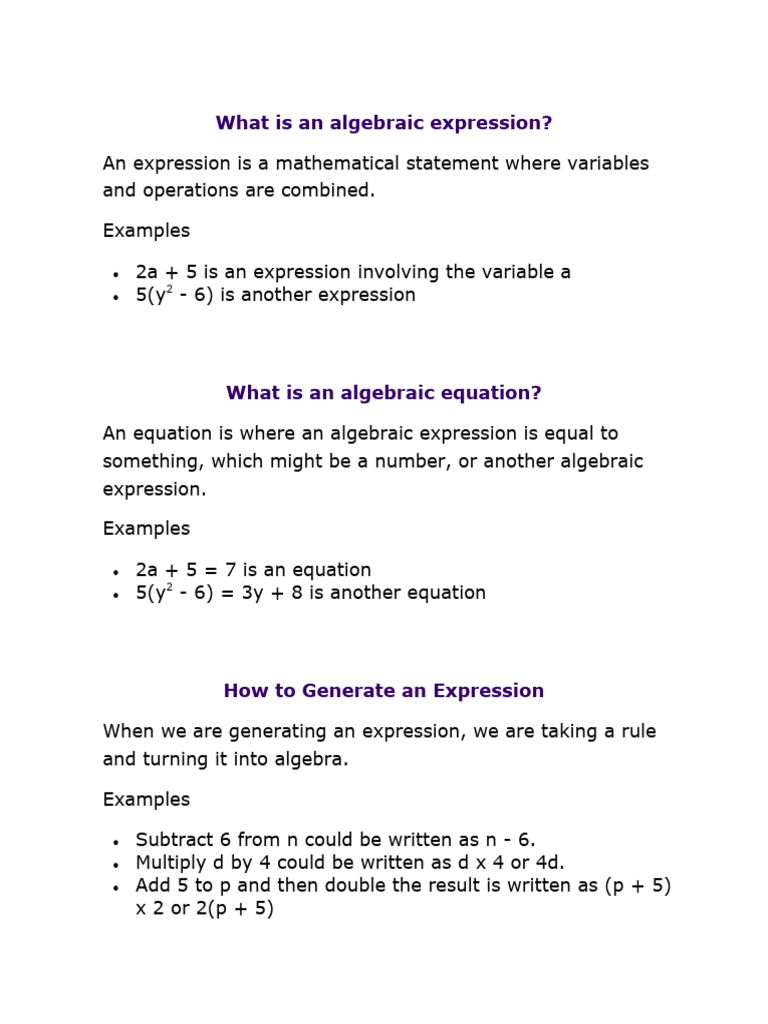 Algebra Study Guide | PDF